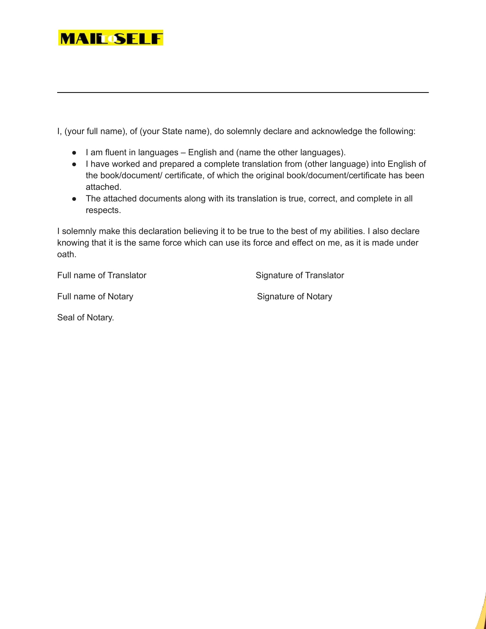 Affidavit of Translation: How To, Templates & Examples | Mail To Self