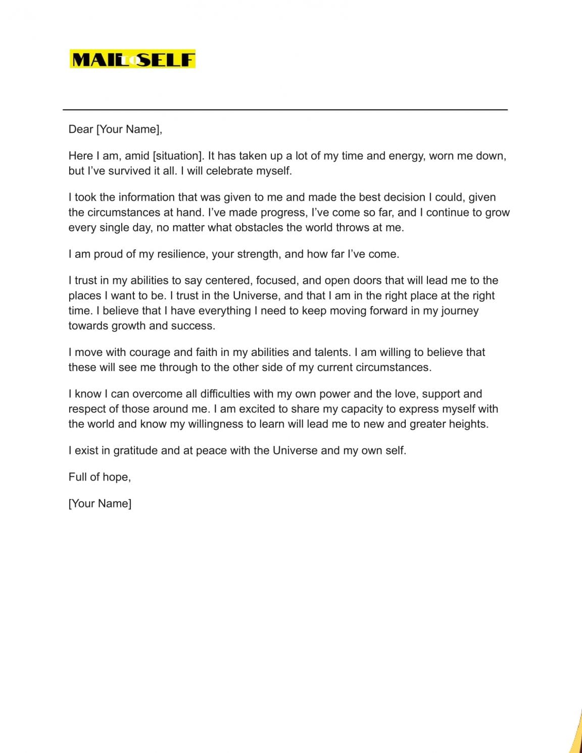 Affirmation Letter: How To, Templates & Examples | Mail To Self