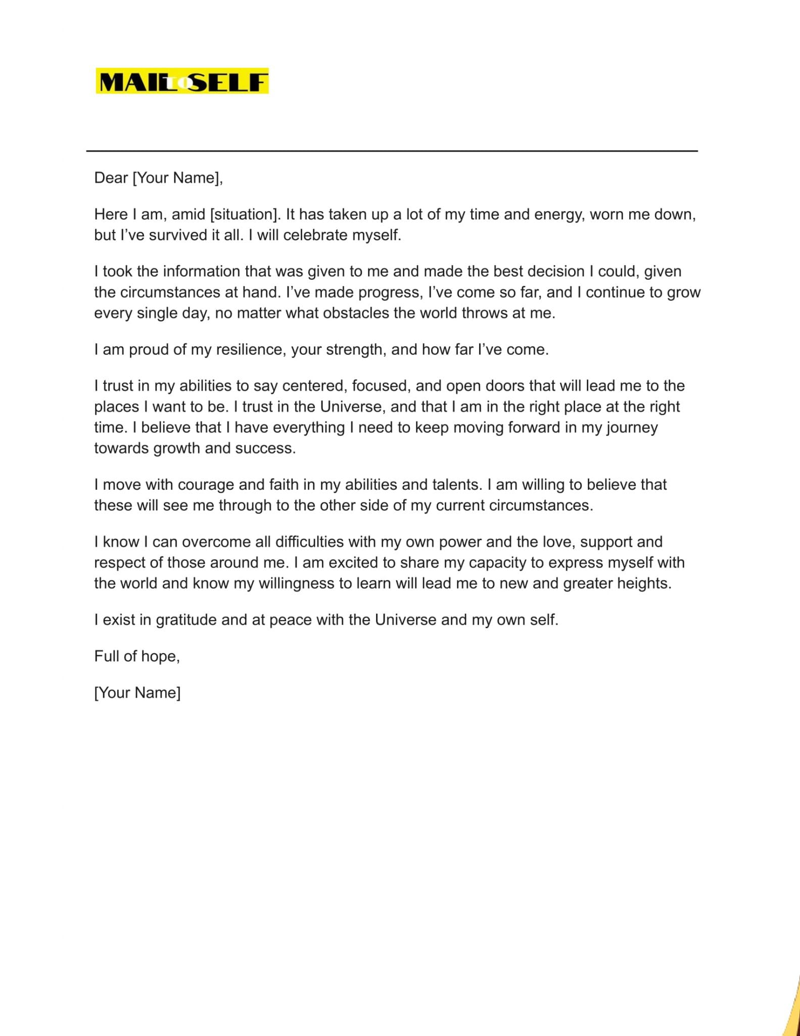 Affirmation Letter: How To, Templates & Examples | Mail To Self