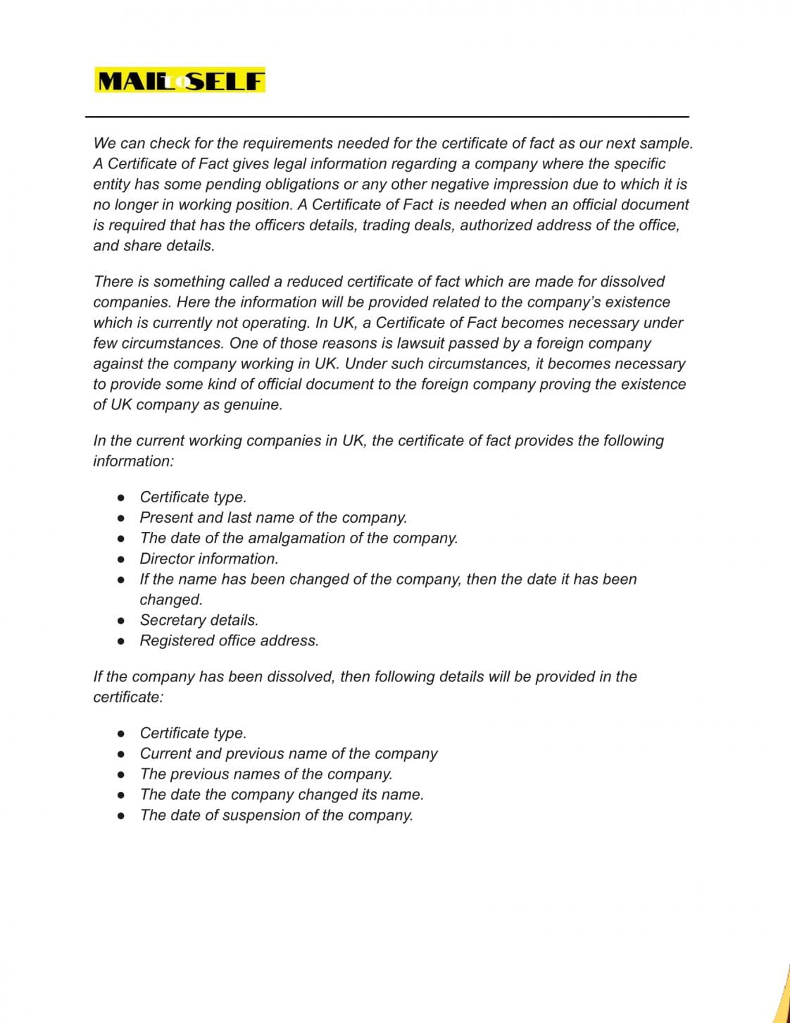 Certificate of Fact: How To, Templates & Examples | Mail To Self