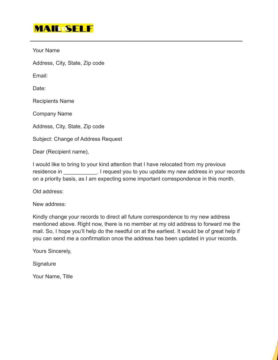 Change of Address Letter: How To, Templates & Examples | Mail To Self
