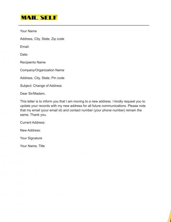 Change of Address Letter: How To, Templates & Examples | Mail To Self