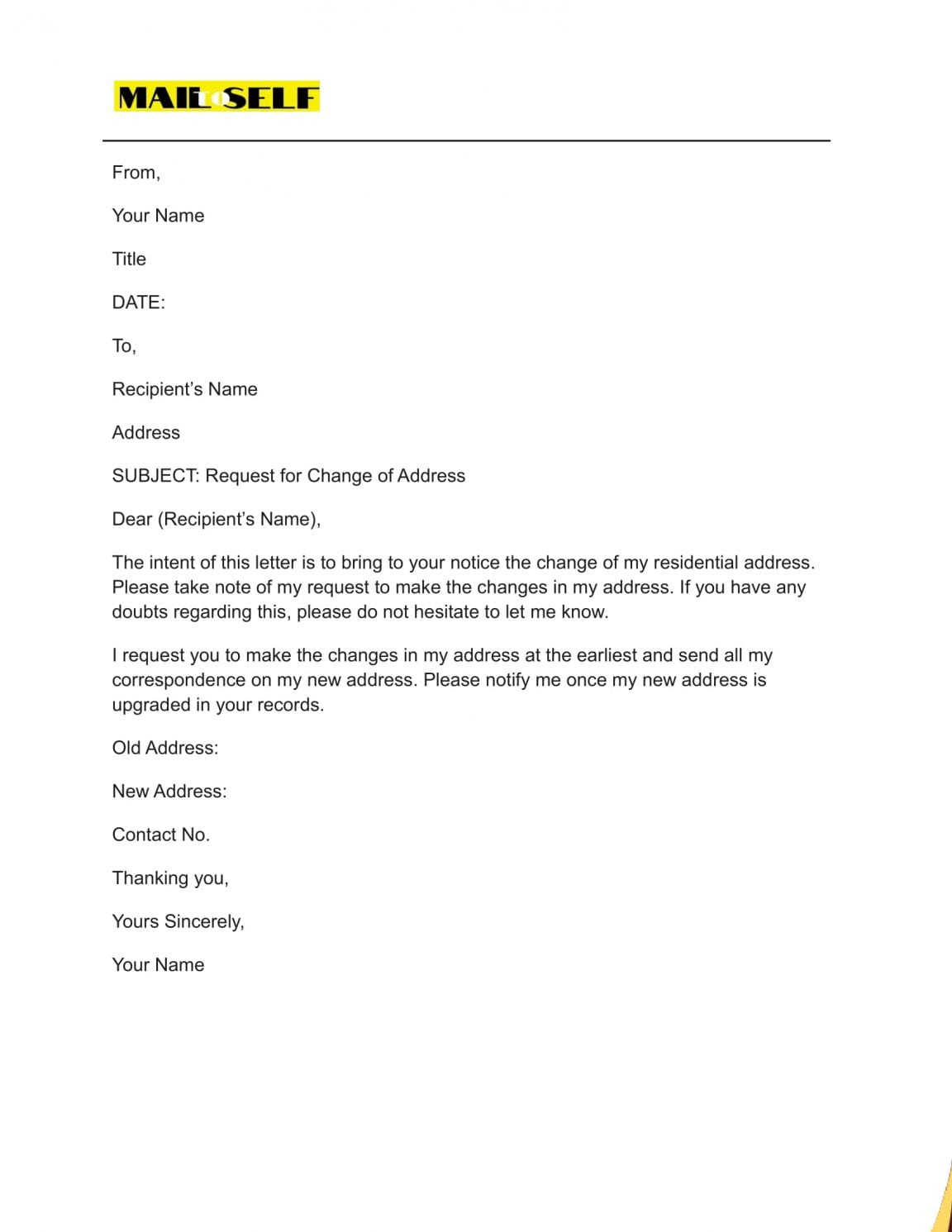 Change of Address Letter: How To, Templates & Examples | Mail To Self