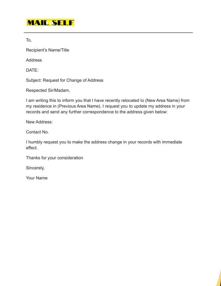 Change of Address Letter: How To, Templates & Examples | Mail To Self