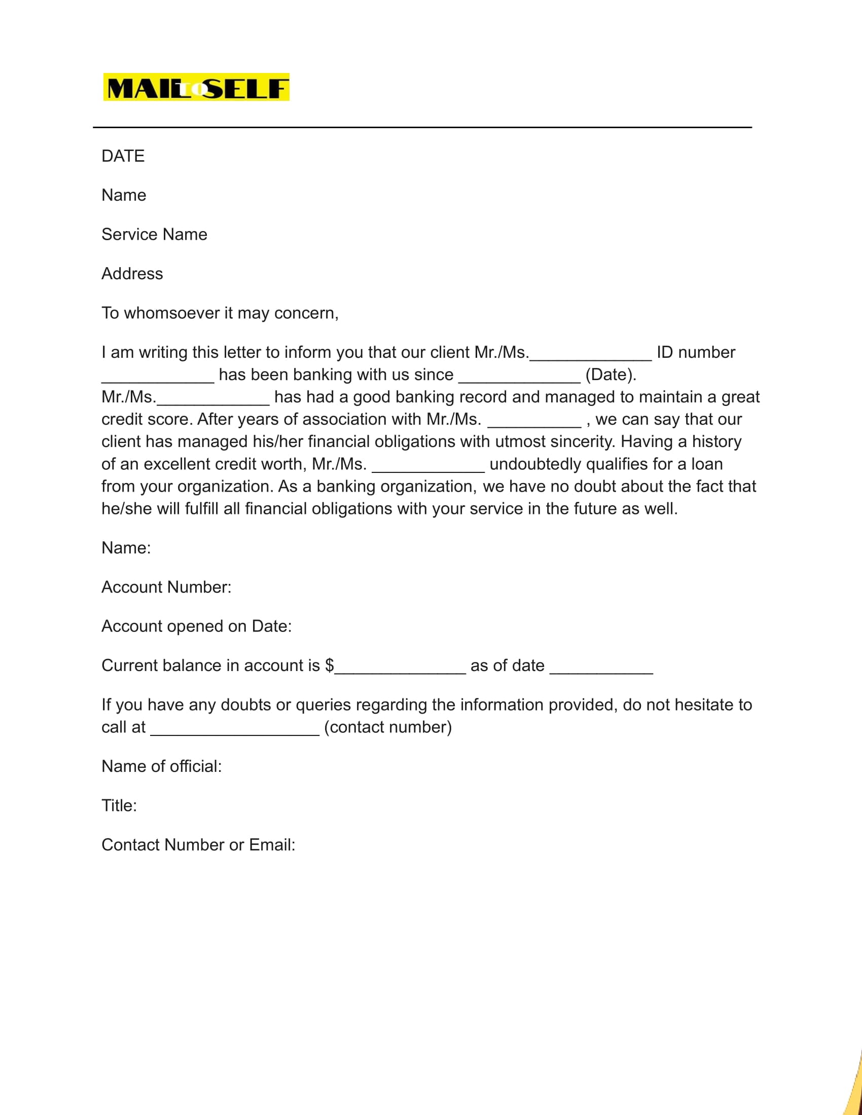 Credit Reference Letter for Banks: How To, Templates & Examples | Mail ...