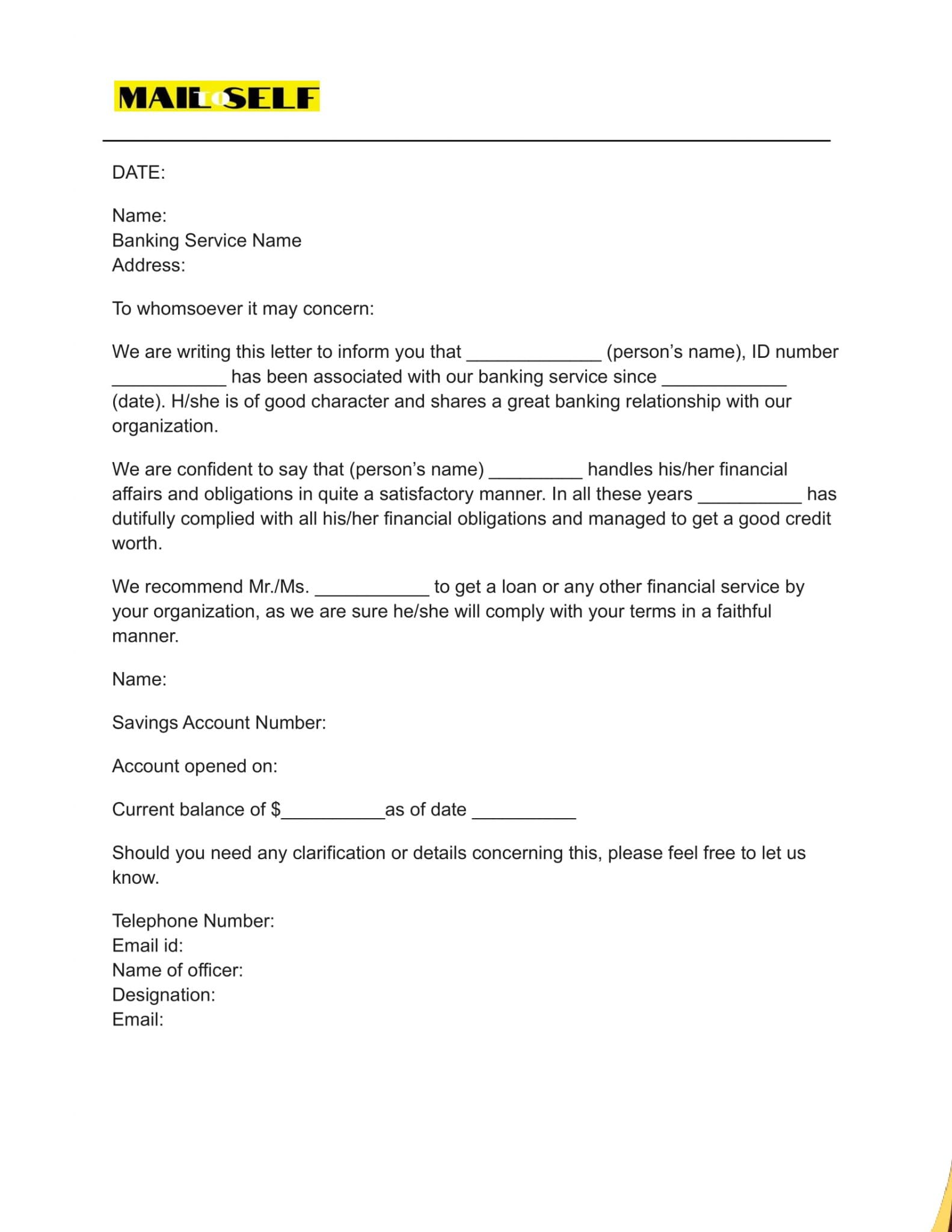 Credit Reference Letter for Banks: How To, Templates & Examples | Mail ...