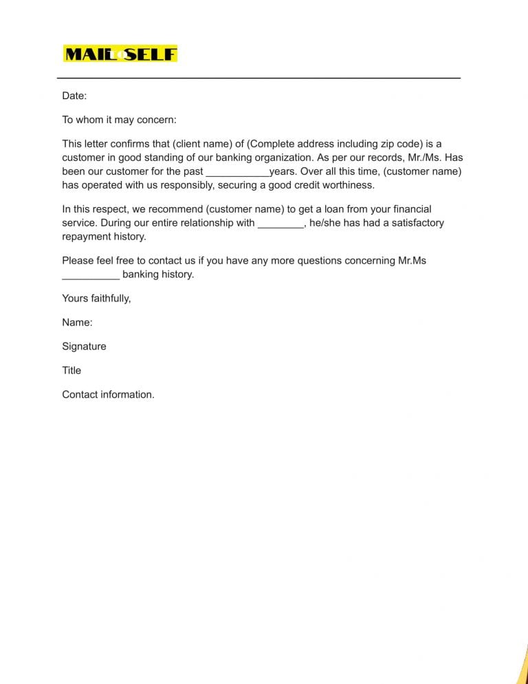 Credit Reference Letter for Banks: How To, Templates & Examples | Mail ...