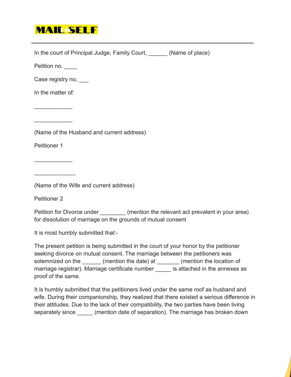 Divorce Affidavit: How To, Templates & Examples | Mail To Self