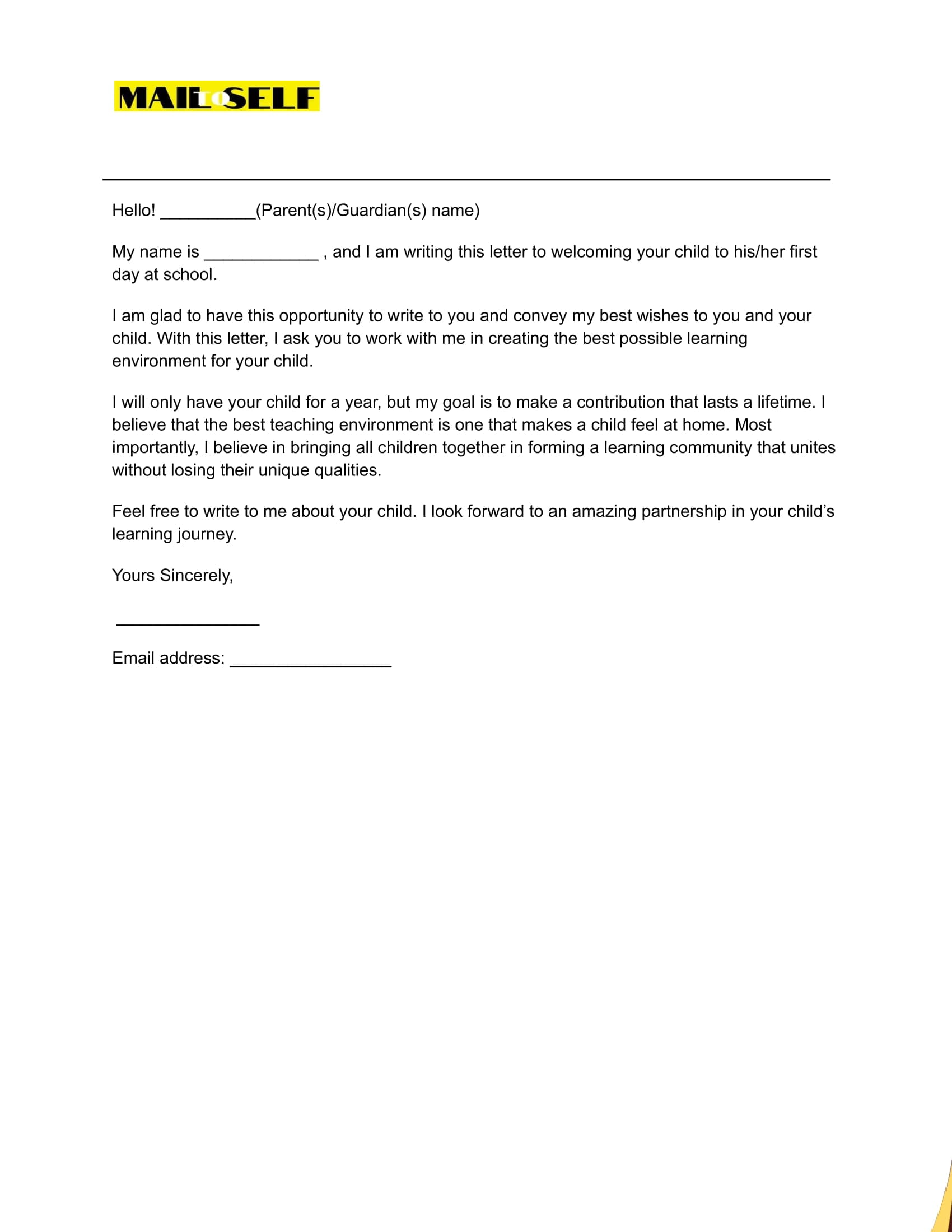 First Day of School Letter to Parents: How To, Templates & Examples ...