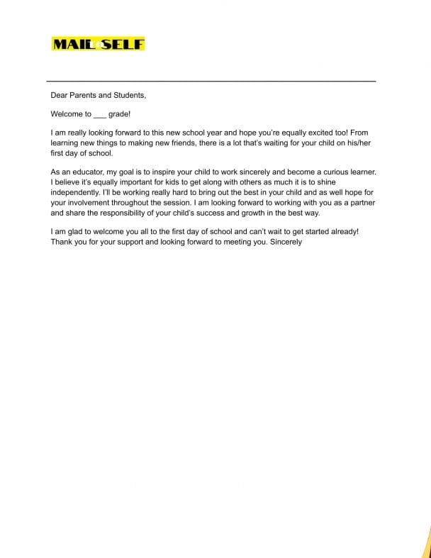 First Day of School Letter to Parents: How To, Templates & Examples ...