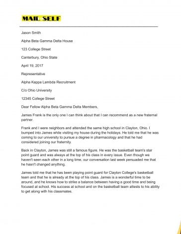 Fraternity Letter of Recommendation: How To, Templates & Examples ...