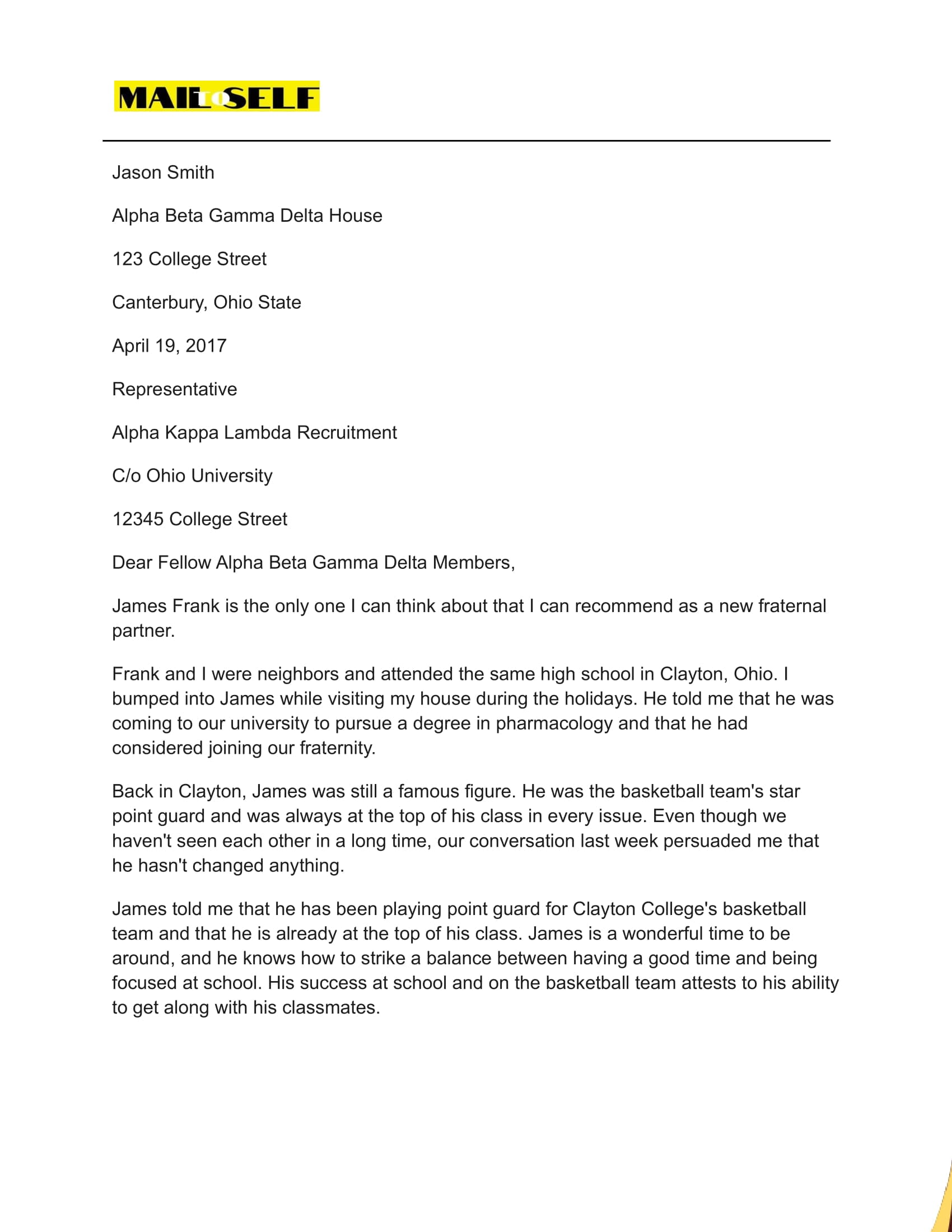 Fraternity Letter of Recommendation: How To, Templates & Examples ...