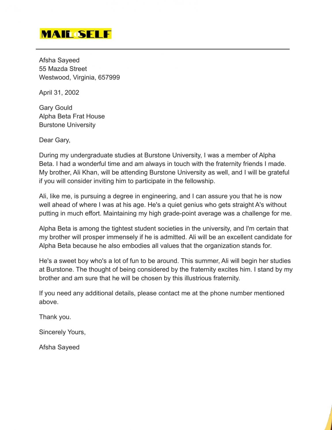 Fraternity Letter of Recommendation: How To, Templates & Examples ...