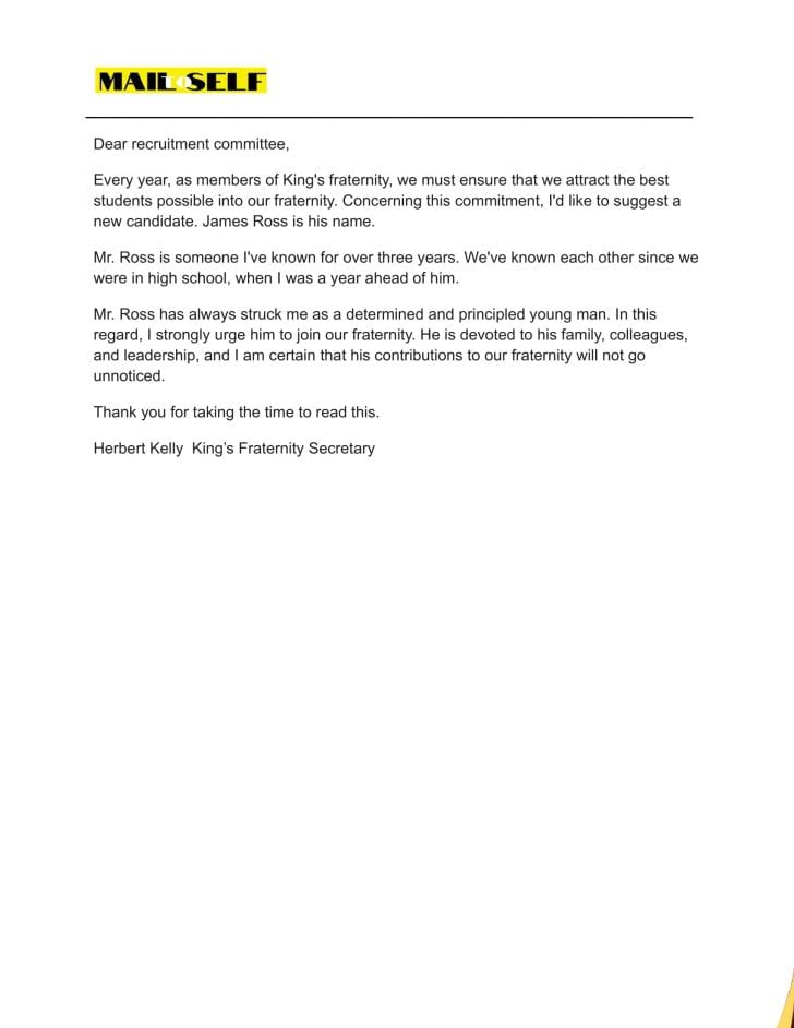 Fraternity Letter of Recommendation: How To, Templates & Examples ...