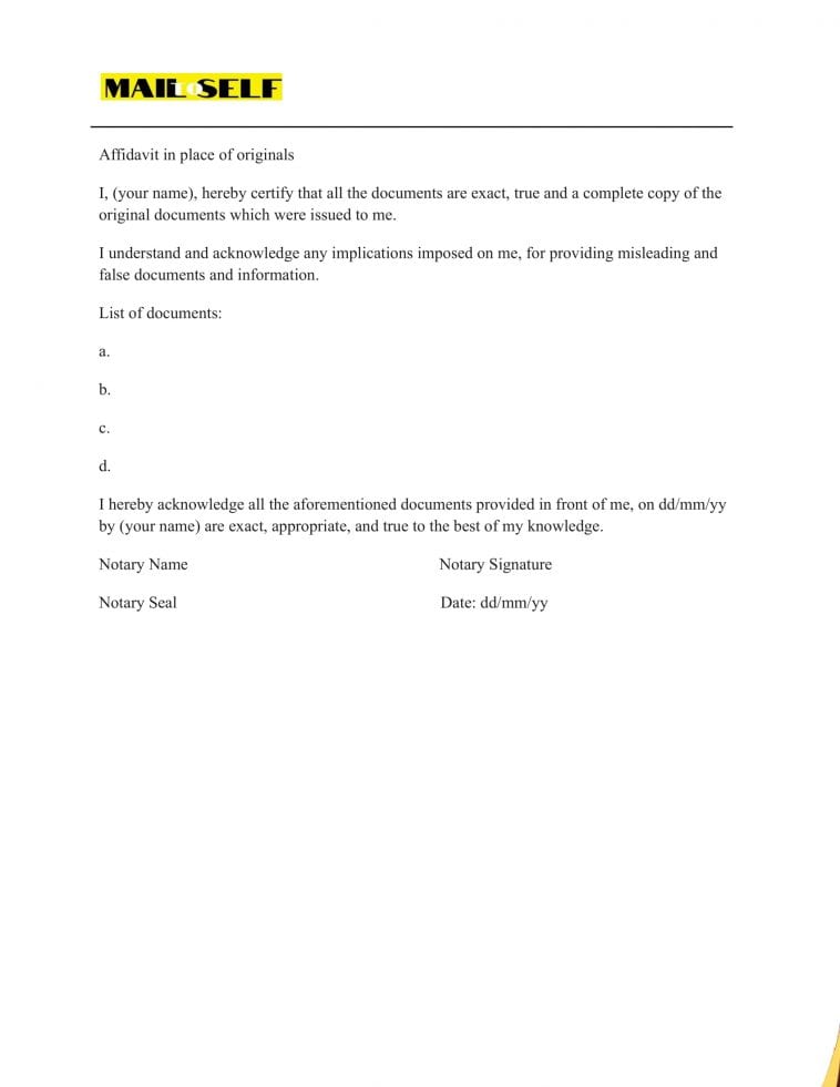 Affidavit in Lieu of Originals to be Notarized: How To, Templates ...
