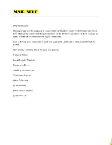 Certificate of Employee Information Report: How To, Templates ...