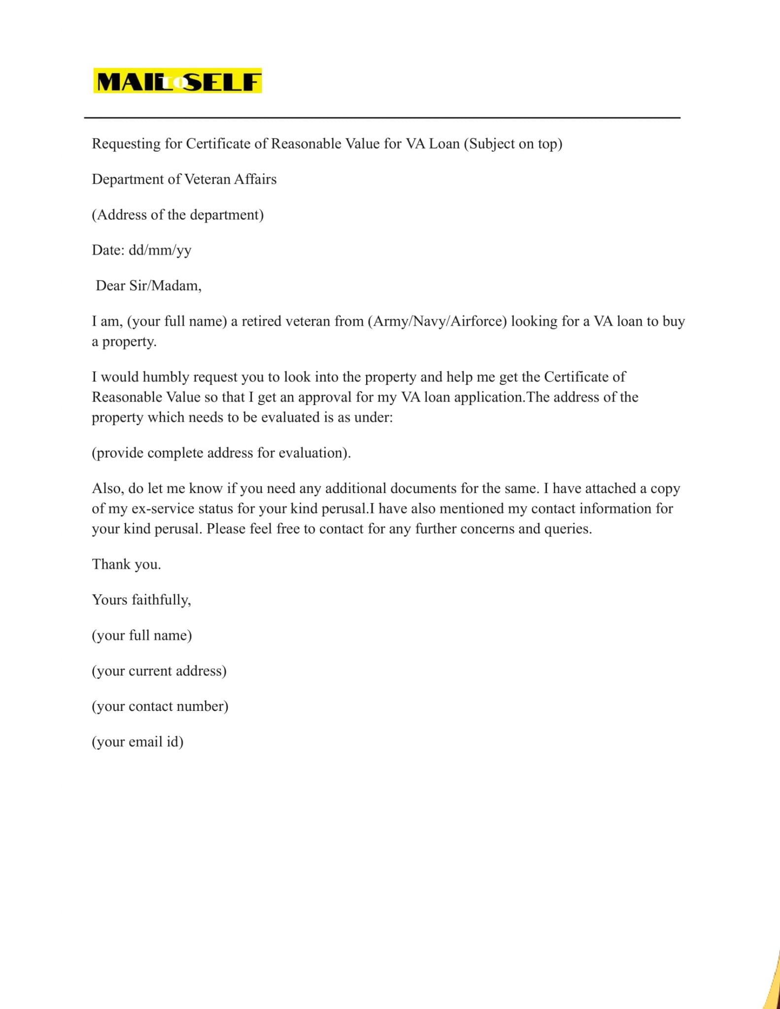 Certificate of Reasonable Value For a VA: How To, Templates & Examples ...