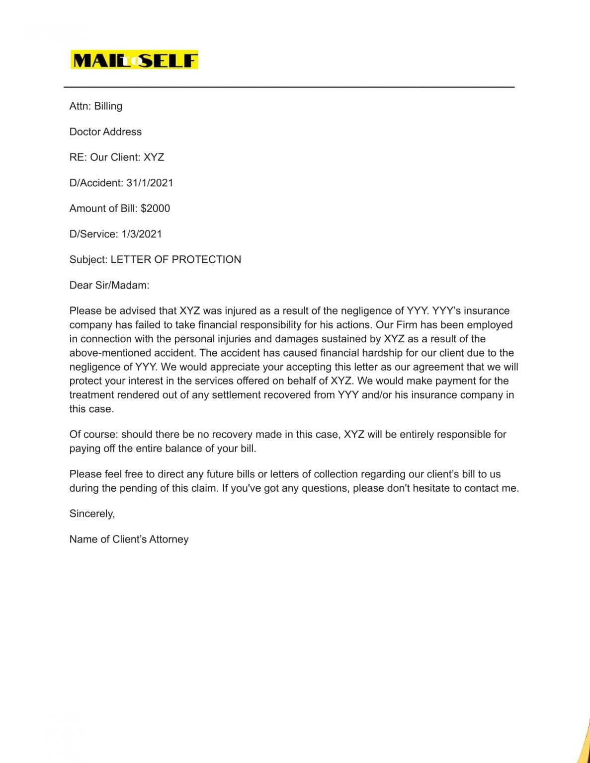 Letter Of Protection: How To, Templates & Examples | Mail To Self