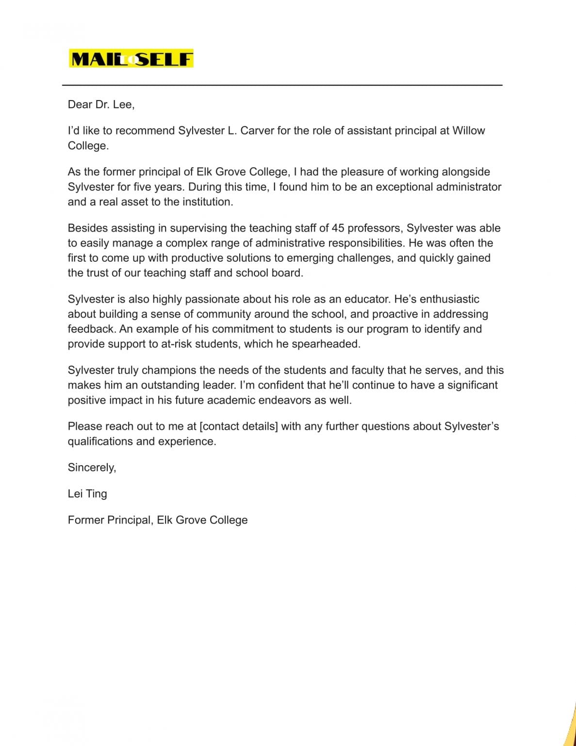 Letter of Recommendation for Assistant Principal: How To, Templates ...