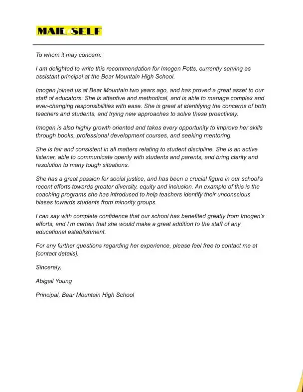 Letter of Recommendation for Assistant Principal: How To, Templates ...