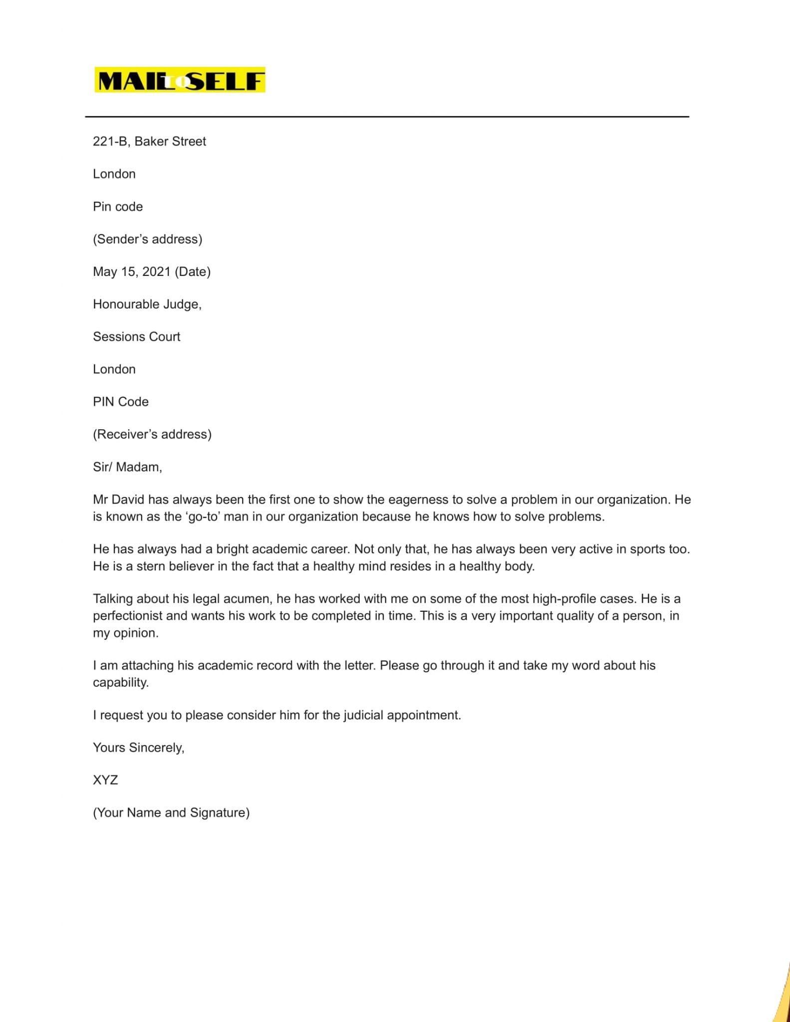 Letter Of Recommendation For Judicial Appointment: How To, Templates ...