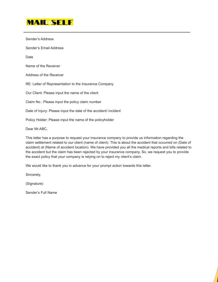 Letter Of Representation To An Insurance Company: How To, Templates ...