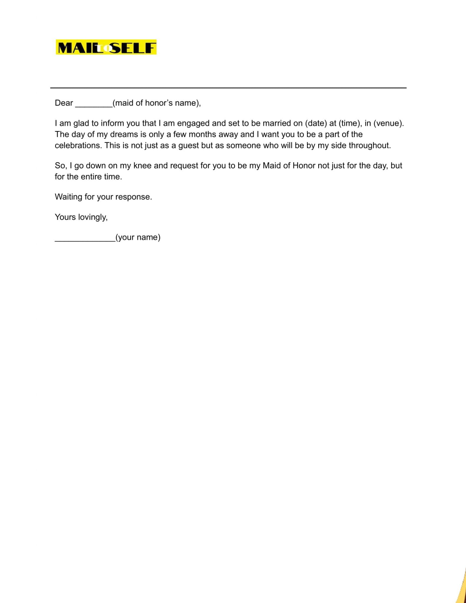 How to Write a Heartfelt Maid of Honor Proposal Letter to Your Best ...