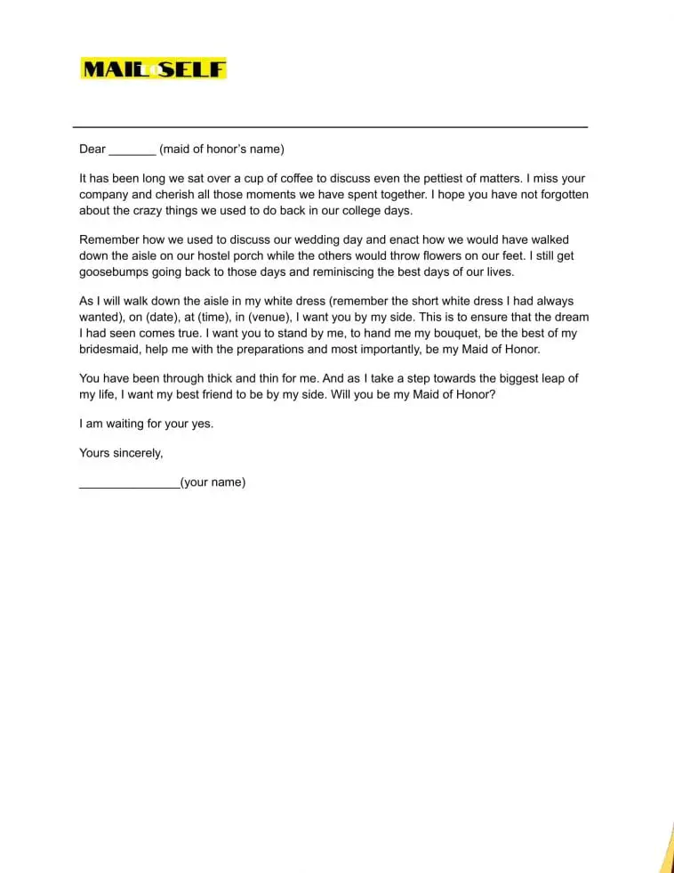 How to Write a Heartfelt Maid of Honor Proposal Letter to Your Best ...