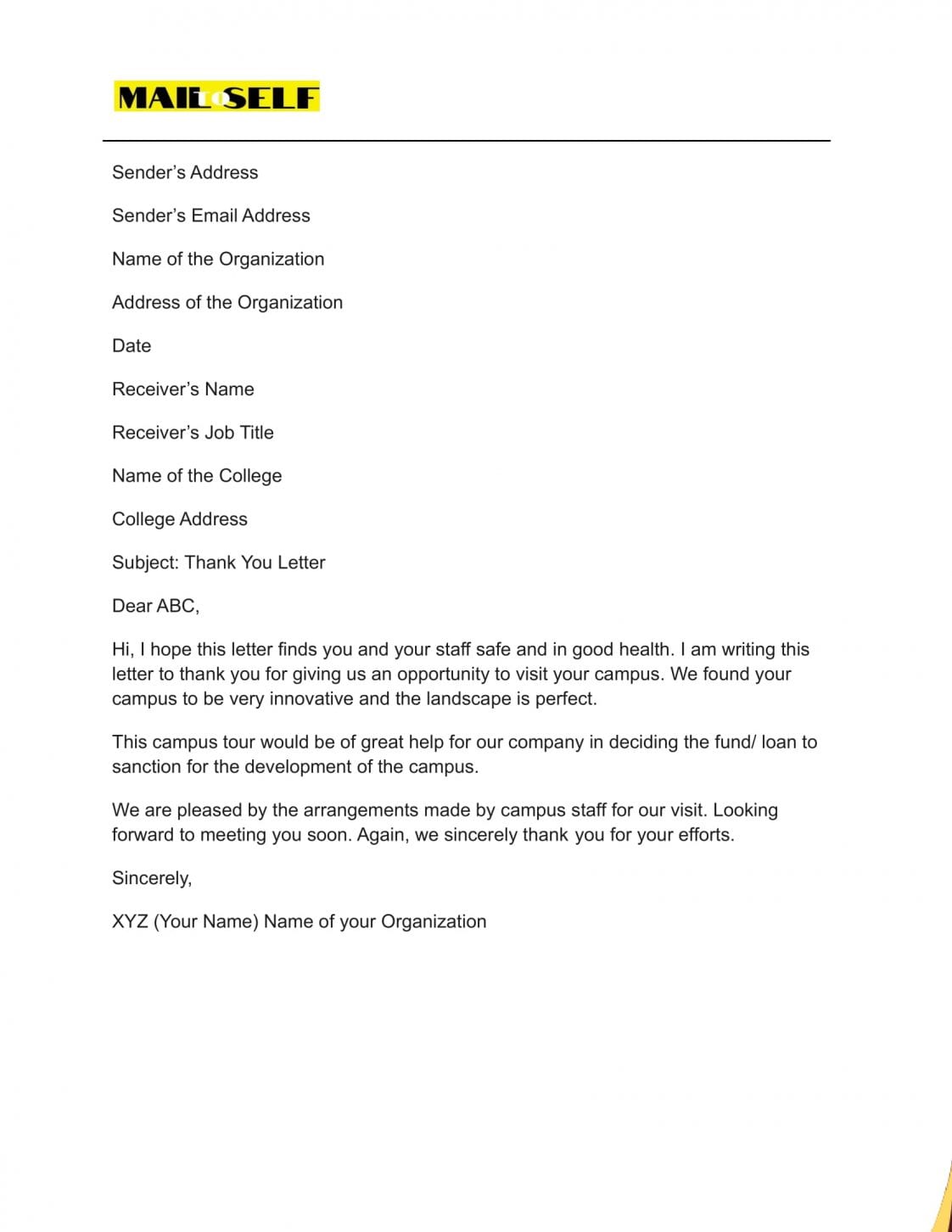 Thank You Letter After Campus Tour: How to, Templates & Examples | Mail ...