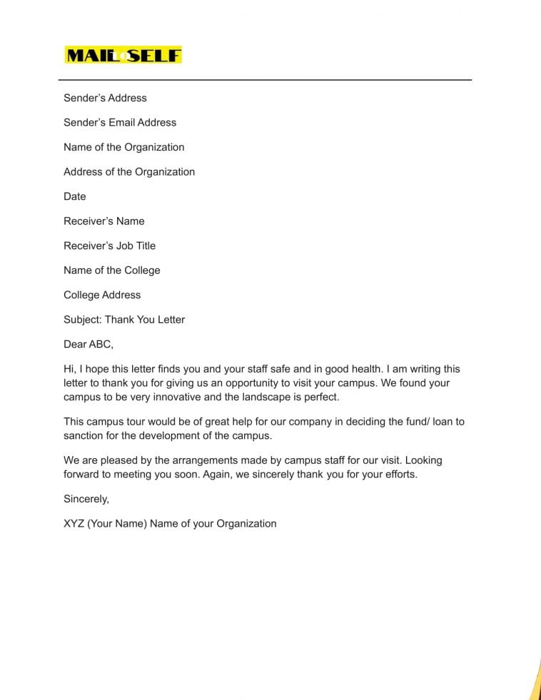 Thank You Letter After Campus Tour: How to, Templates & Examples | Mail ...