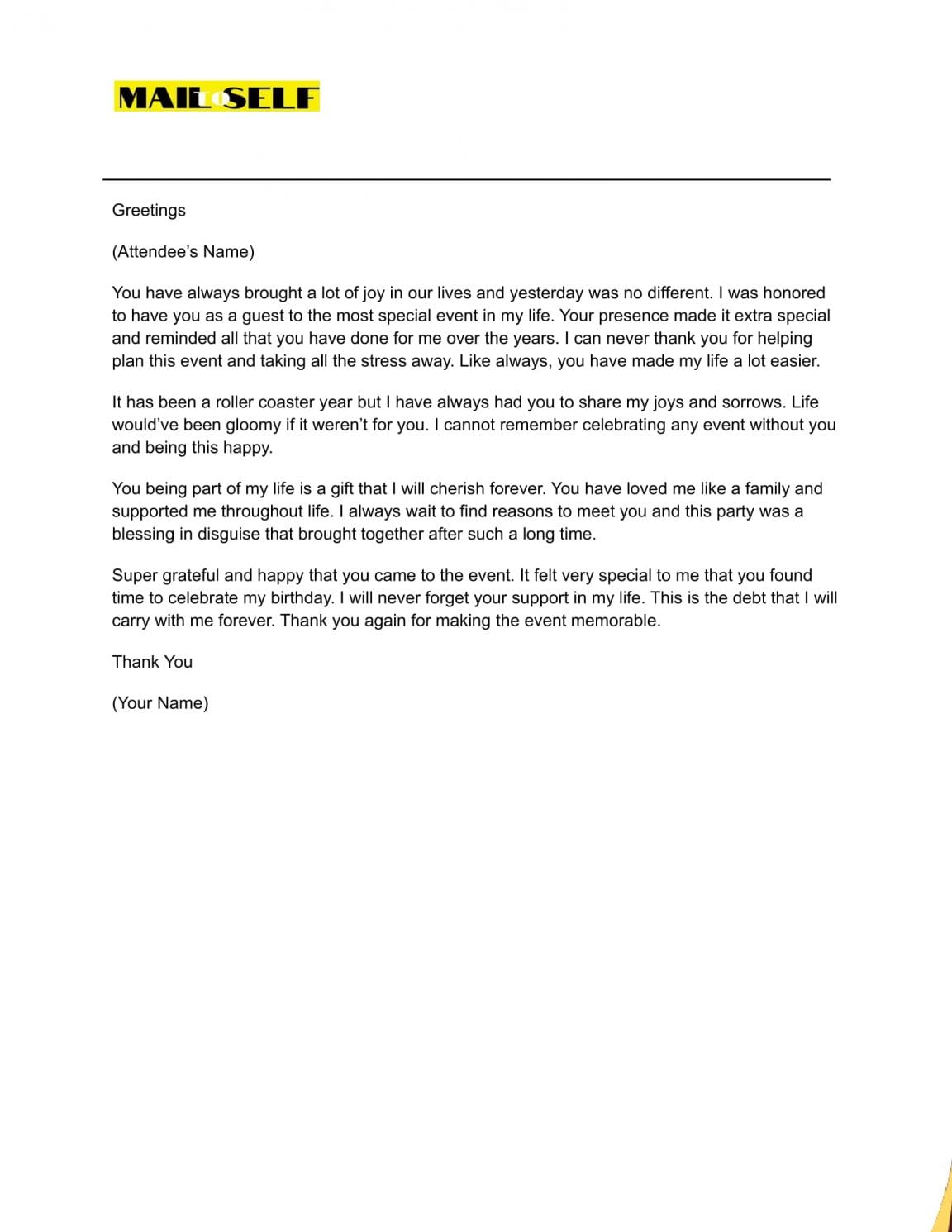 Thank You Letter After Event Attendance How To Templates Examples 