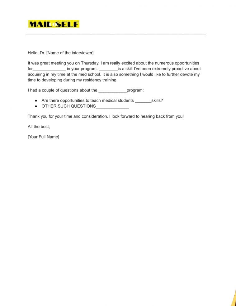 Thank You Letter After Residency Interview: How To, Templates ...