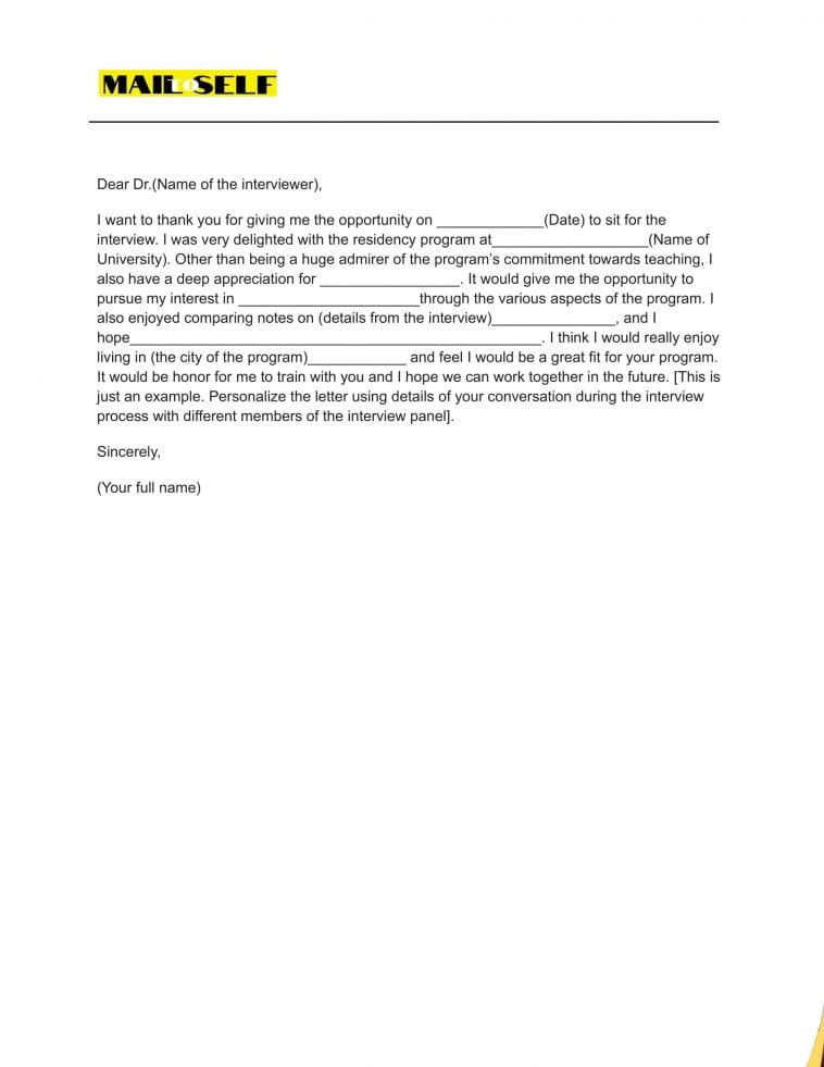 Thank You Letter After Residency Interview: How To, Templates ...