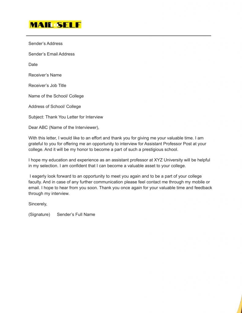 Thank You Letter After Teacher Interview How To Templates Examples