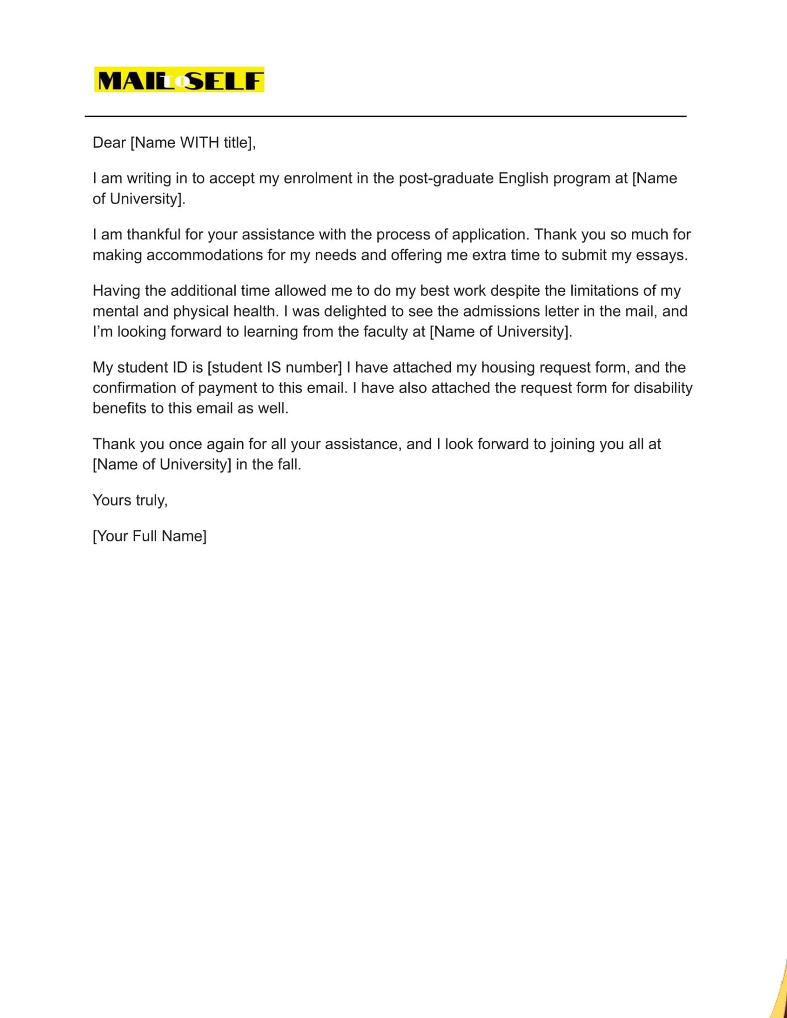 Thank You Letter For Admission Acceptance: How To, Templates & Examples ...