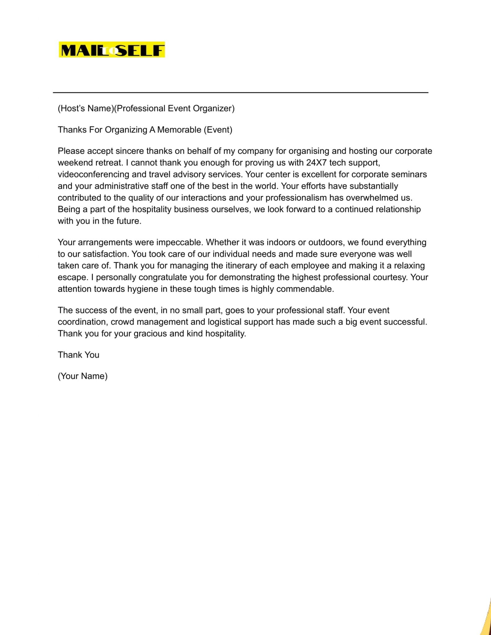 Thank You Letter For Event Organizer: How To, Templates & Examples ...
