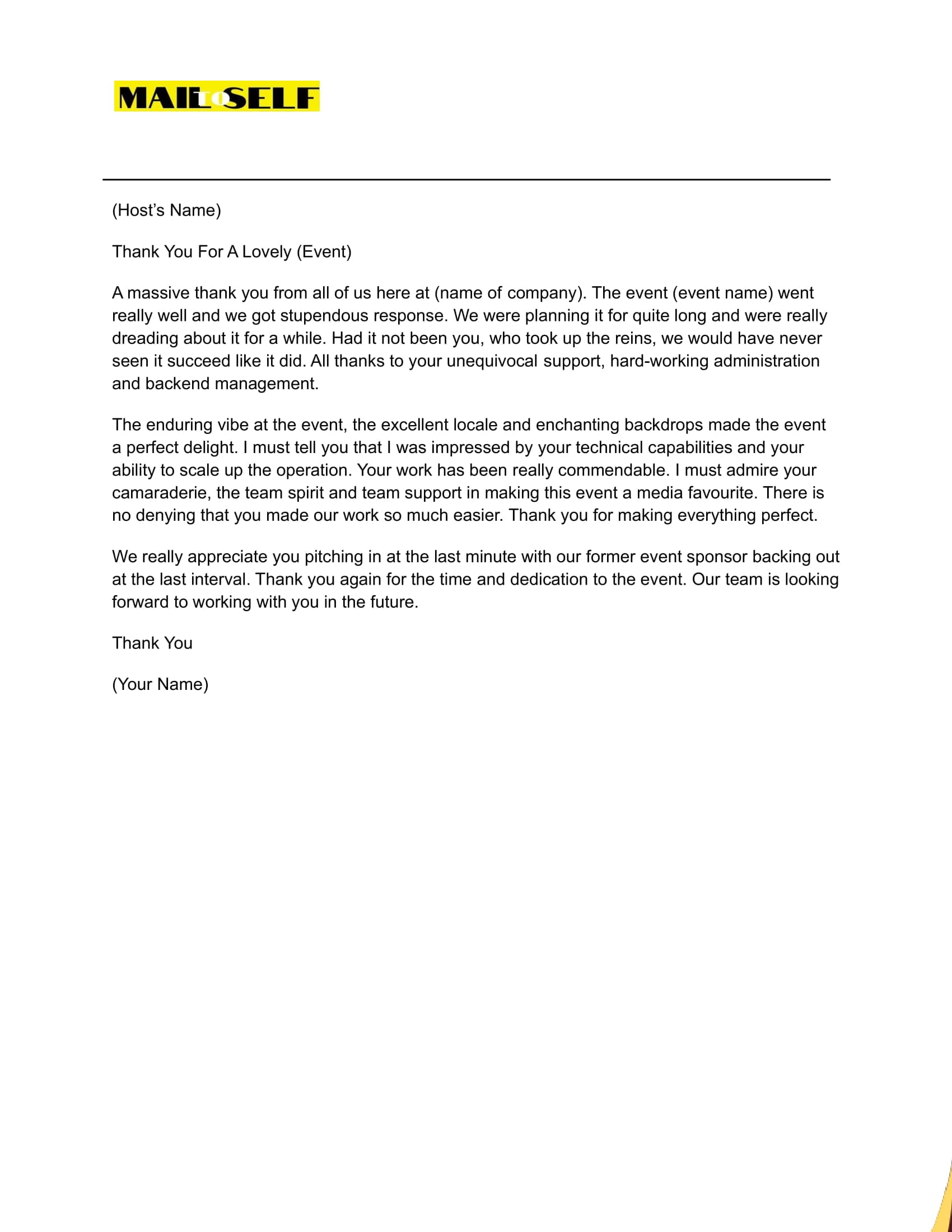 Thank You Letter For Event Organizer: How To, Templates & Examples ...