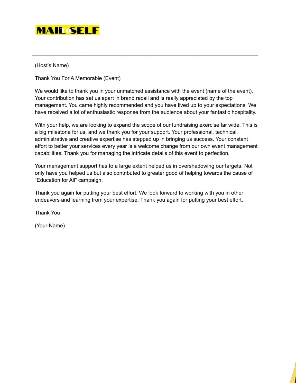 Thank You Letter For Event Organizer: How To, Templates & Examples ...