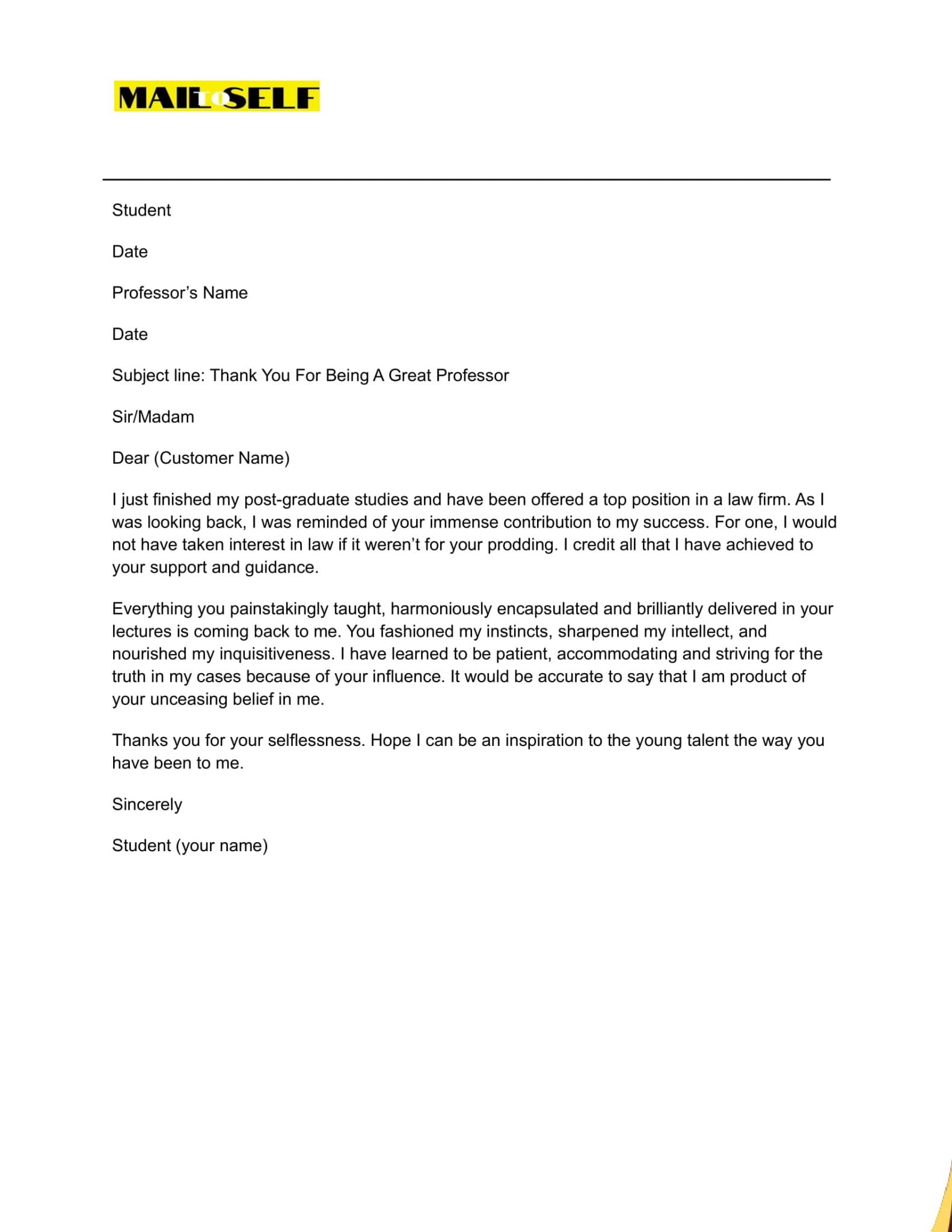Thank You Letter For Professor: How To, Templates & Examples | Mail To Self