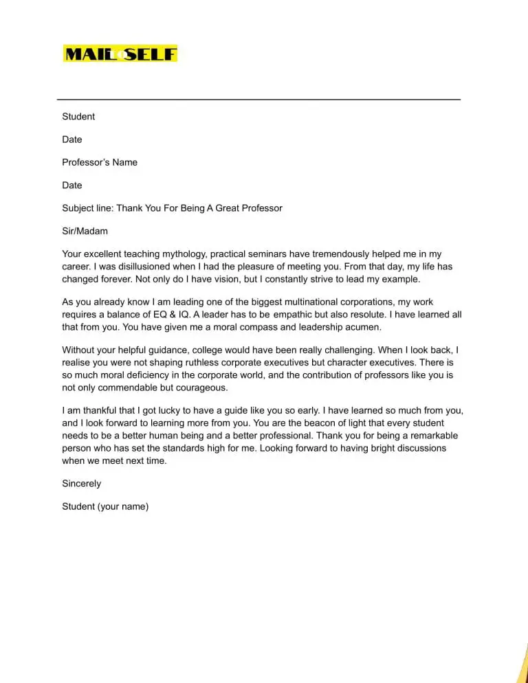 Thank You Letter For Professor: How To, Templates & Examples | Mail To Self