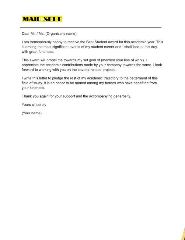 Thank You Letter For Receiving an Award: How To, Templates & Examples ...