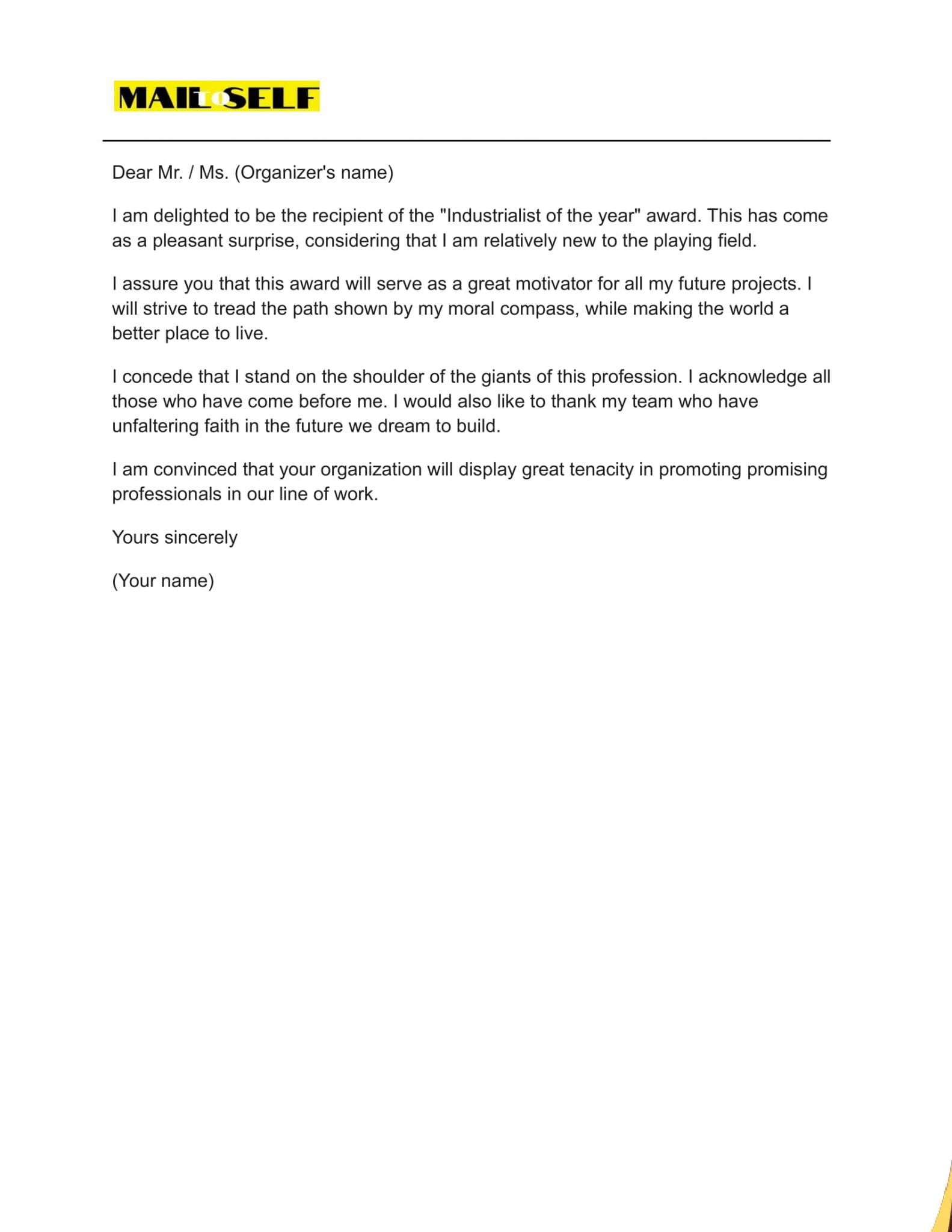 Thank You Letter For Receiving an Award: How To, Templates & Examples ...