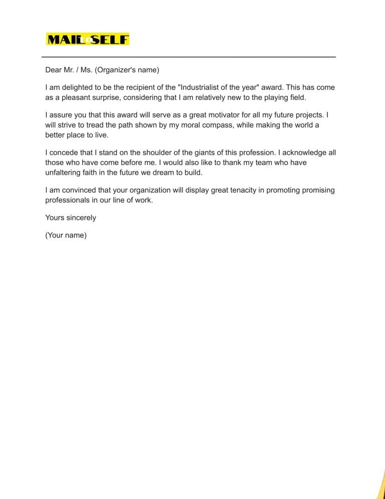 Thank You Letter For Receiving an Award: How To, Templates & Examples ...