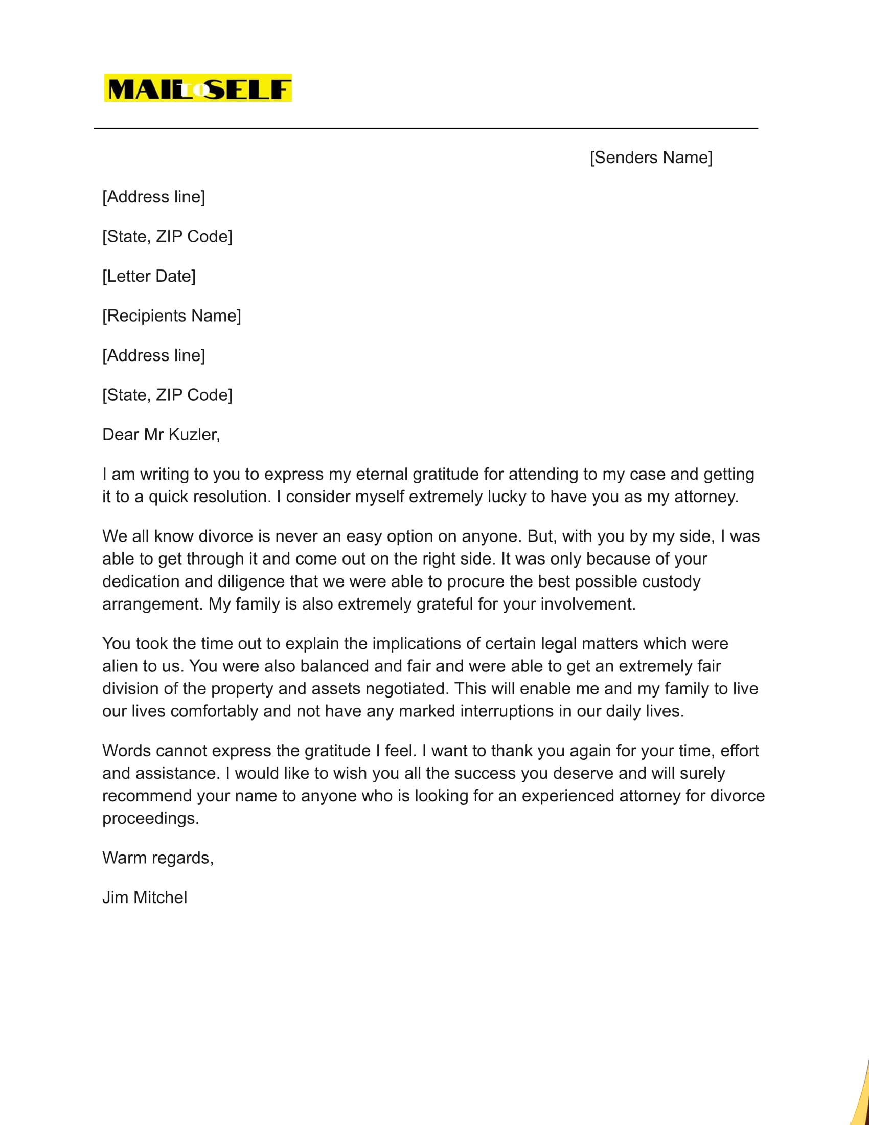 Thank You Letter To Attorney For Services Rendered: How To, Templates ...