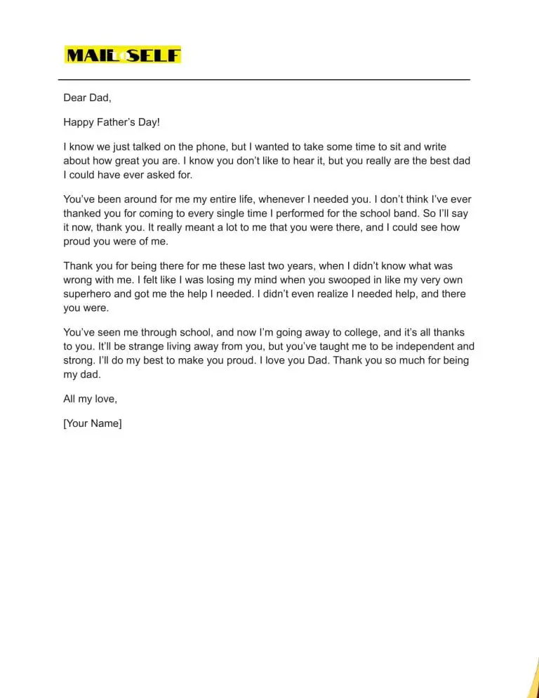 Thank You Letter To Dad: How To, Templates & Examples | Mail To Self