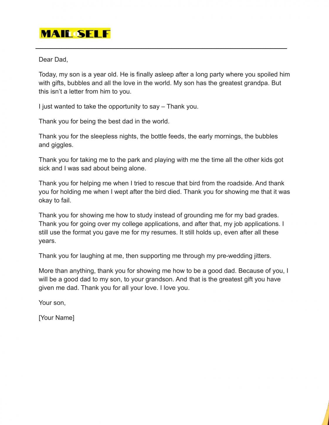 Thank You Letter To Dad: How To, Templates & Examples | Mail To Self