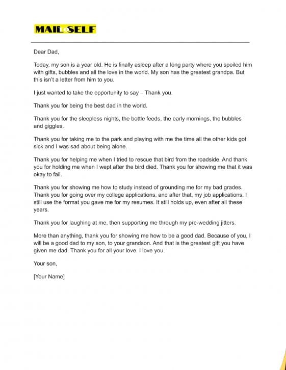 Thank You Letter To Dad: How To, Templates & Examples | Mail To Self