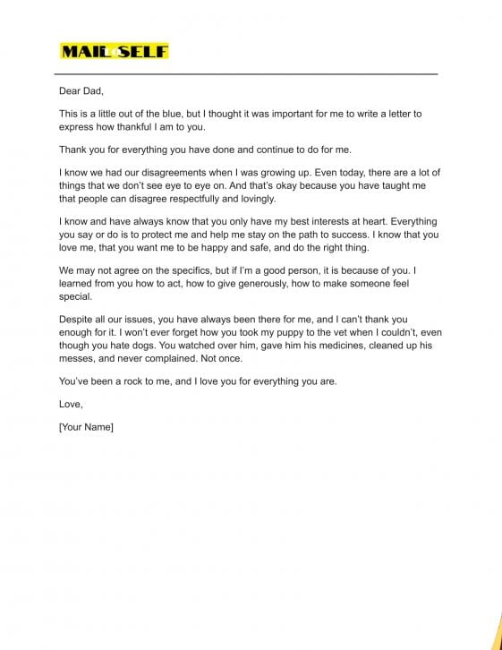 Thank You Letter To Dad: How To, Templates & Examples | Mail To Self