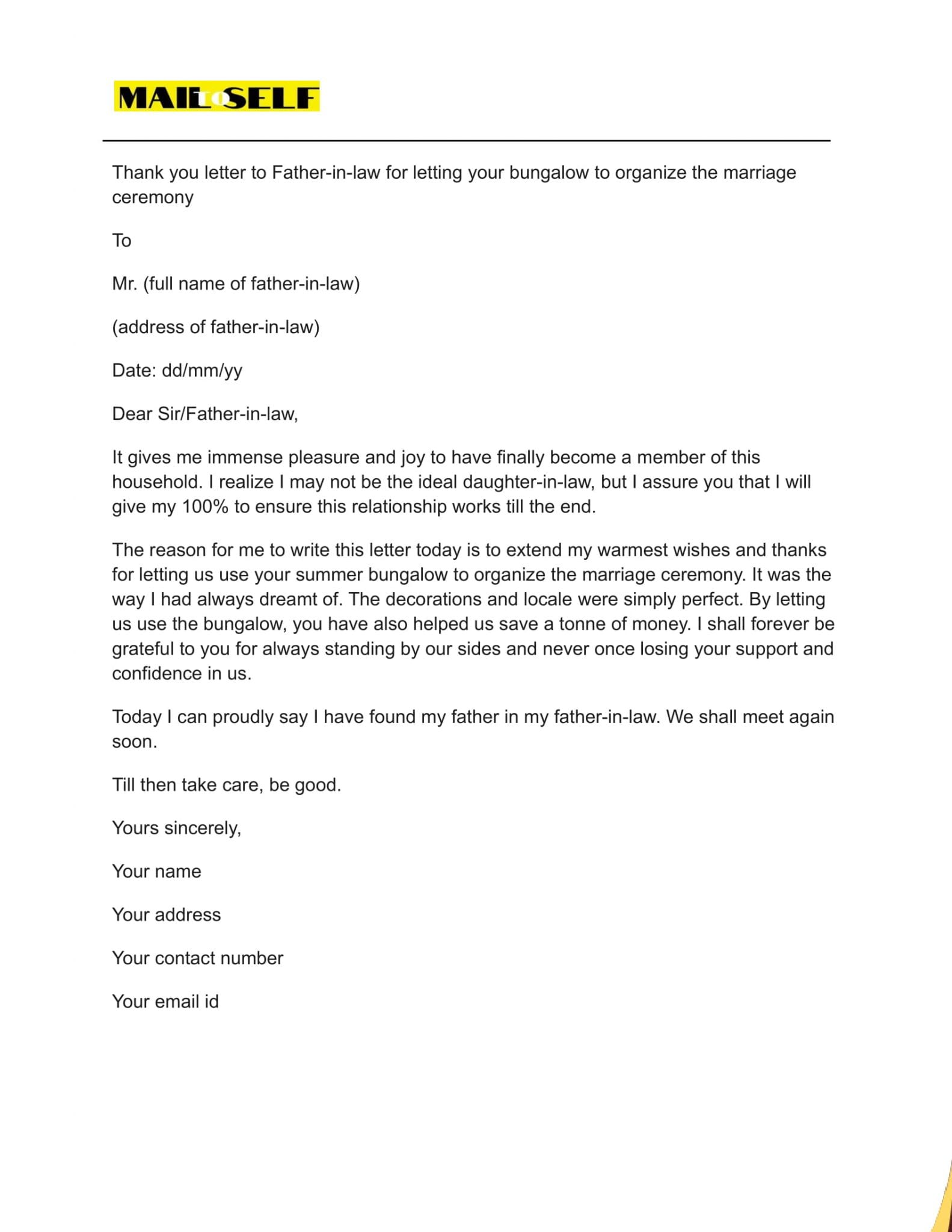 Thank You Letter To Father In Law: How To, Templates & Examples | Mail ...