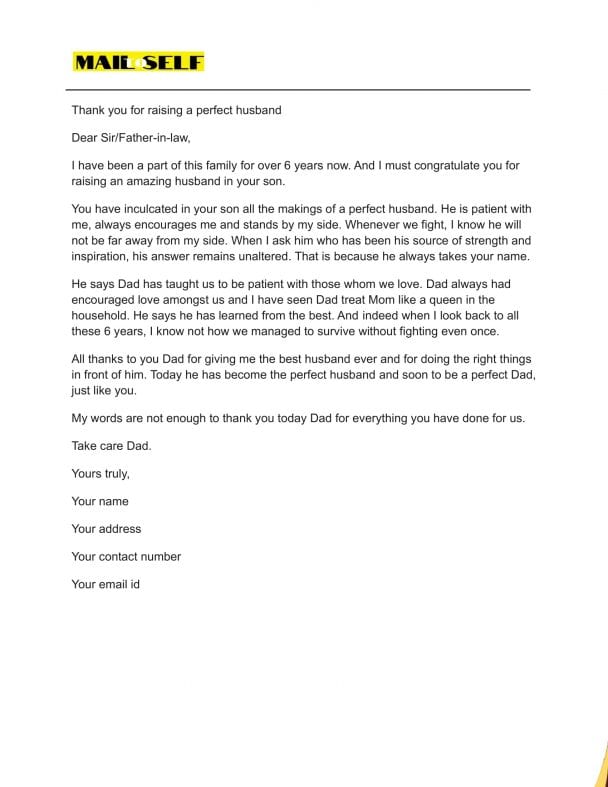 Thank You Letter To Father In Law: How To, Templates & Examples | Mail ...